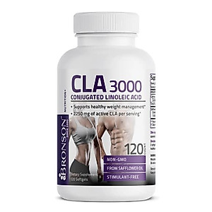 Bronson CLA 3000 Extra High Potency Supports Healthy Weight Management Lean Muscle Mass Non-Stimulating Conjugated Linoleic Acid 120 Softgels