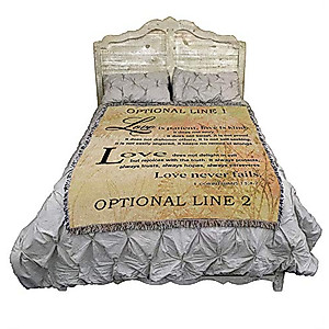Pure Country Weavers Love is Patient Love is Kind Blanket 3 - Scriptures - 1 Corinthians 13 - Personalized - Custom Wedding Gift Tapestry Throw Woven from Cotton - Made in The USA (72x54)