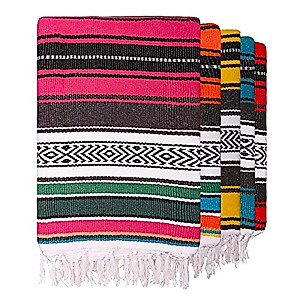 ThermaSnug Mexican Blanket - Handwoven Serape Blanket Perfect as Yoga Blanket, Bed Blanket, Hiking Blanket, Party Decoration Table Runner.