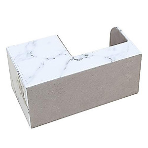 KINGFOM Desk Organizer Office Supplies Caddy Pu Leather Multi-Function Storage Box Pen/Pencil,Cell Phone, Business Name Cards Remote Control Holder Gray Marble