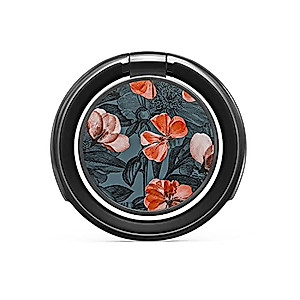 BURGA Stylish Metal Cell Phone Ring Stand Holder, Finger Grip Kickstand 360 Degree Rotation, Red Poppies Flower Floral Print, Universal Compatible with iPhone iPad Samsung Galaxy Huawei Google Pixel