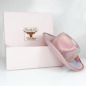 Women's Dazzling Hotfix Rhinestone Western Cowboy Hat | One-Size-Fits-Most | Ideal for Bachelorette Parties, Weddings & More! Pink