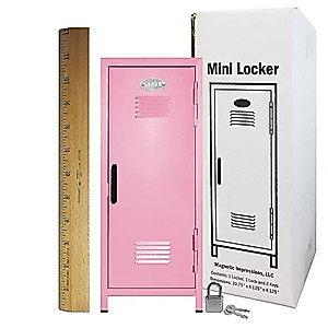 Mini Locker with Lock and Key Light Pink -10.75" Tall x 4.125" x 4.125"