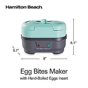 Hamilton Beach Electric Egg Bites Cooker, Hard Boiler & Poacher with Removable Nonstick Tray Makes 2 in Under 10 Minutes, Teal (25511)