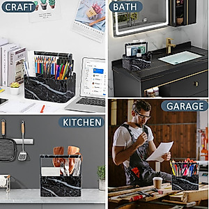 BYUNER Plastic Shower Caddy Dorm: Portable Bathroom Caddy Organizer for College with Handle and Adjustable Divider, Utility Hard Shower Basket Bin Tote for Toiletry,Shampoo,Soap,Cleaning Product Black