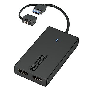 Plugable Dual Monitor Adapter for M1/M2/M3/M4 macOS Systems, Windows, ChromeOS. Broad Compatibility - Thunderbolt, USB-C, USB 3.0 to HDMI Adapter for Dual Monitors 1920x1080 @60Hz, SMI Driver Required