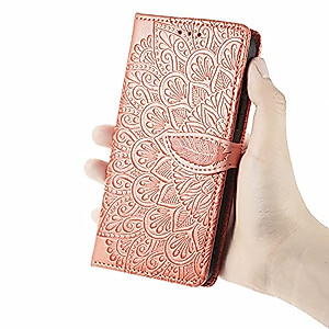 ONV Wallet Case for OnePlus N20 -Solid Color Emboss Feather Flip Phone Case with Strap Card Slot Magnet Leather Shell Flip Stand Cover for OnePlus N20 [MZY] -Orange