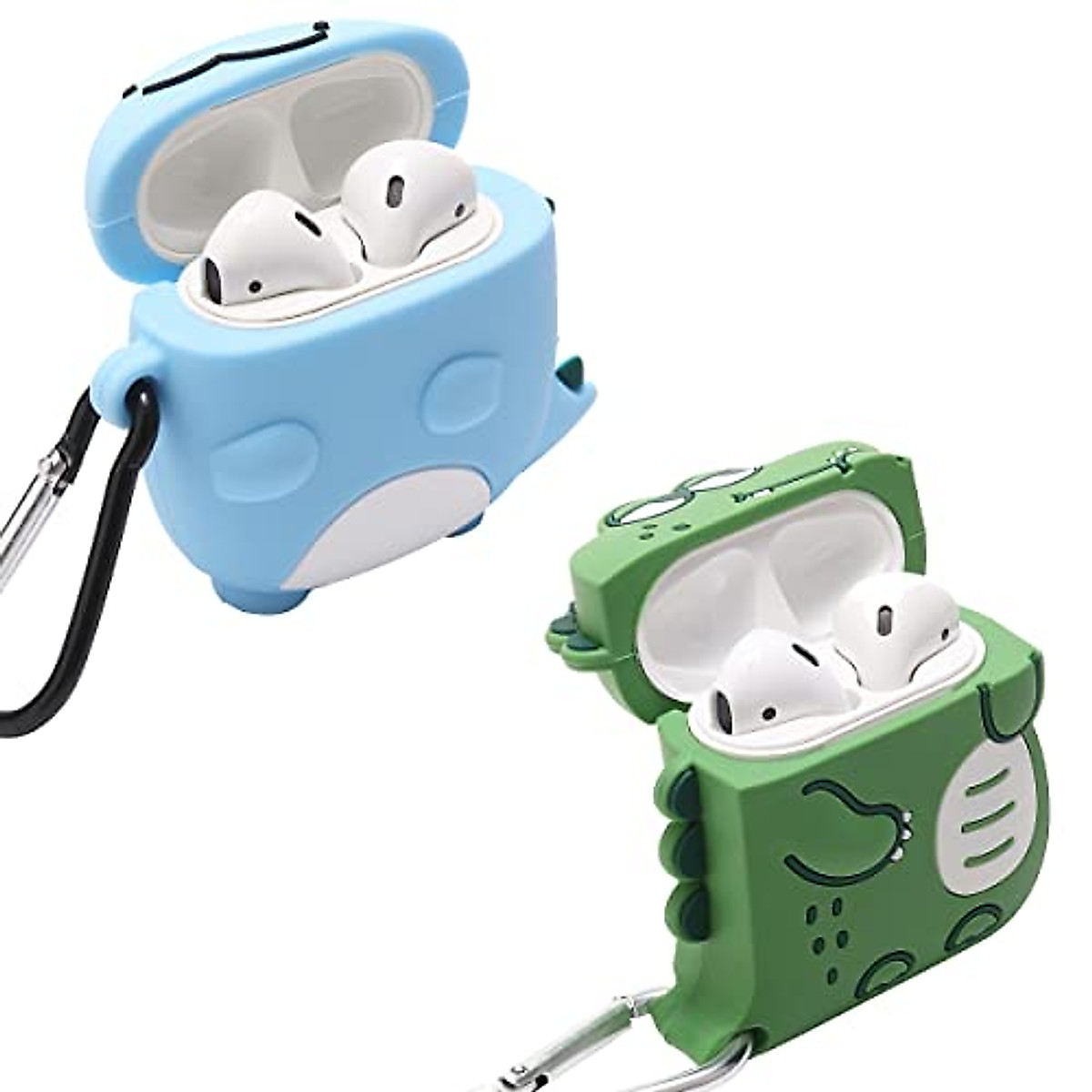 【2 Pack】 Lubiogio 3D Cute Crocodile+Dinosaur Case for Airpod 2/Airpod,3D Cartoon Kawaii Animal Airpod 2 Design Kids Teens Girls Women Soft Case for Airpod 2nd/Airpod 1st Case(Crocodile+Dinosaur)