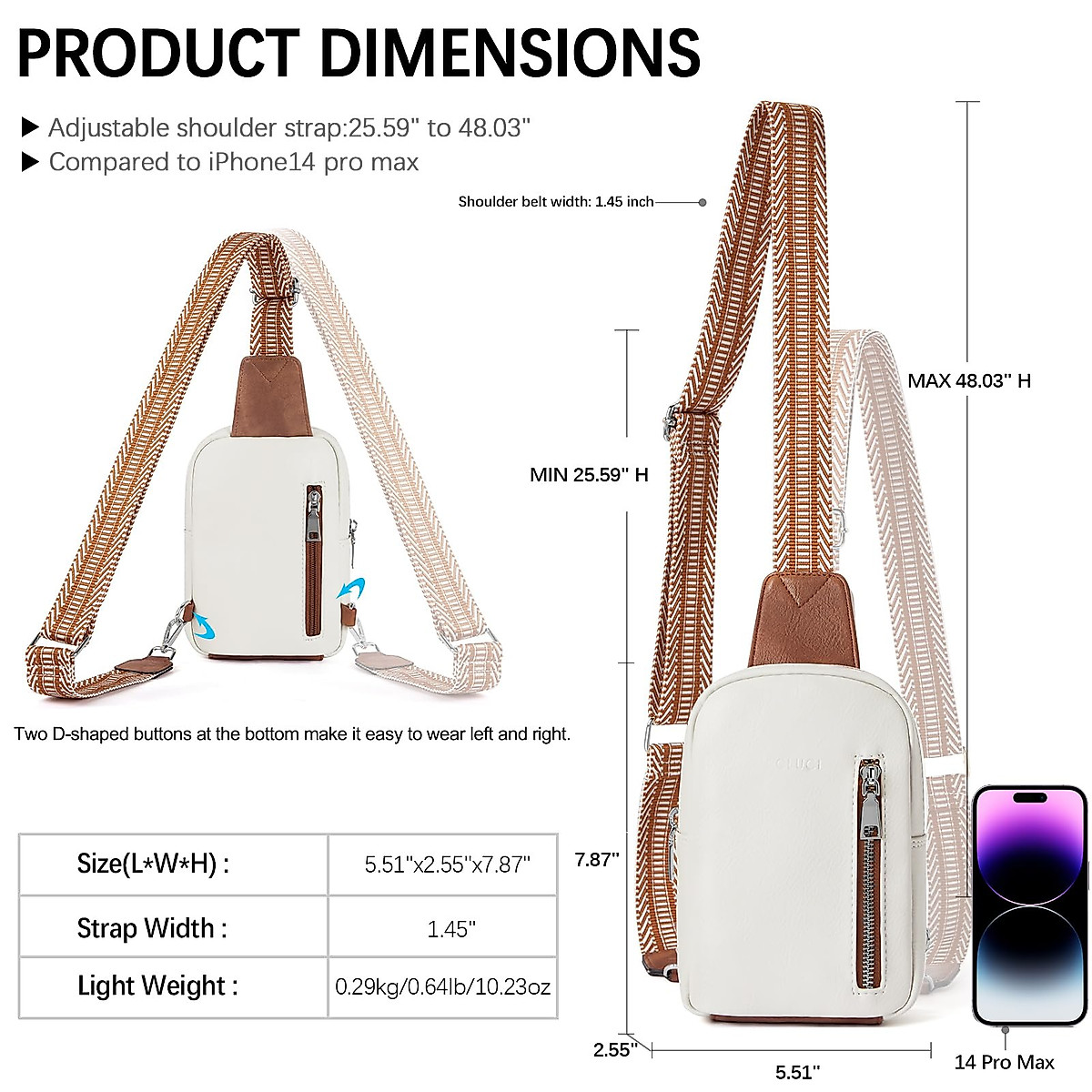 CLUCI Small Sling Bag for Women 2024 Vegan Leather Crossbody Chest Bags Trendy, Women's Fanny Pack