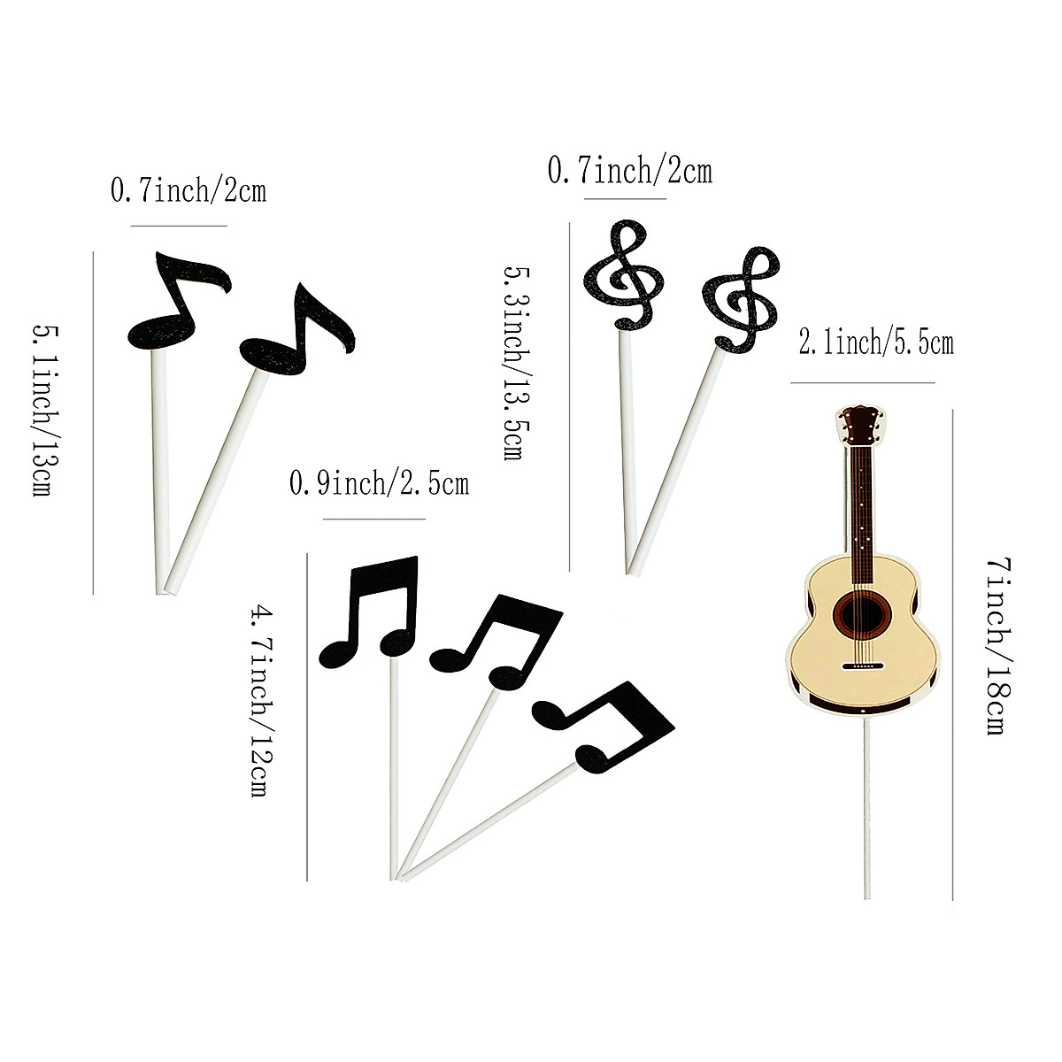 DIY Set of 9 Letters Happy birthday Cake Topper Cake Guitar Party Decorations