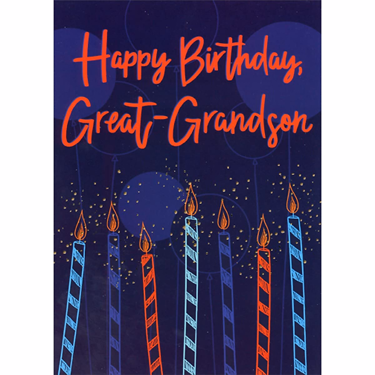 Designer Greetings Tall Colorful Candles with Orange Flames on Dark Background Birthday Card for Great Grandson
