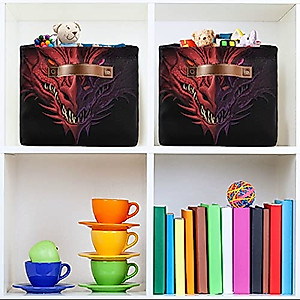 3D Magical Animal Dragon Storage Bins Basket, Collapsible Storage Cube Rectangle Storage Box with Handles for Shelf Closet Nursery Bedroom Home Office 1 Pack