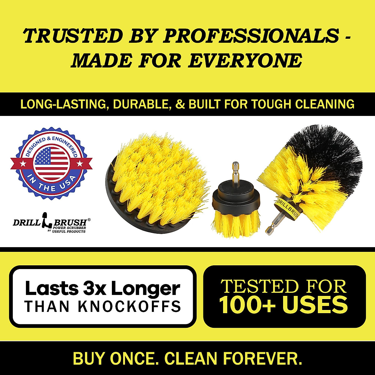 Drill Brush Attachment - Bathroom Surfaces Tub, Shower, Tile and Grout All Purpose Power Scrubber Cleaning Kit –Grout Drill Brush Set – Drill Brushes by Drill Brush Power Scrubber by Useful Products