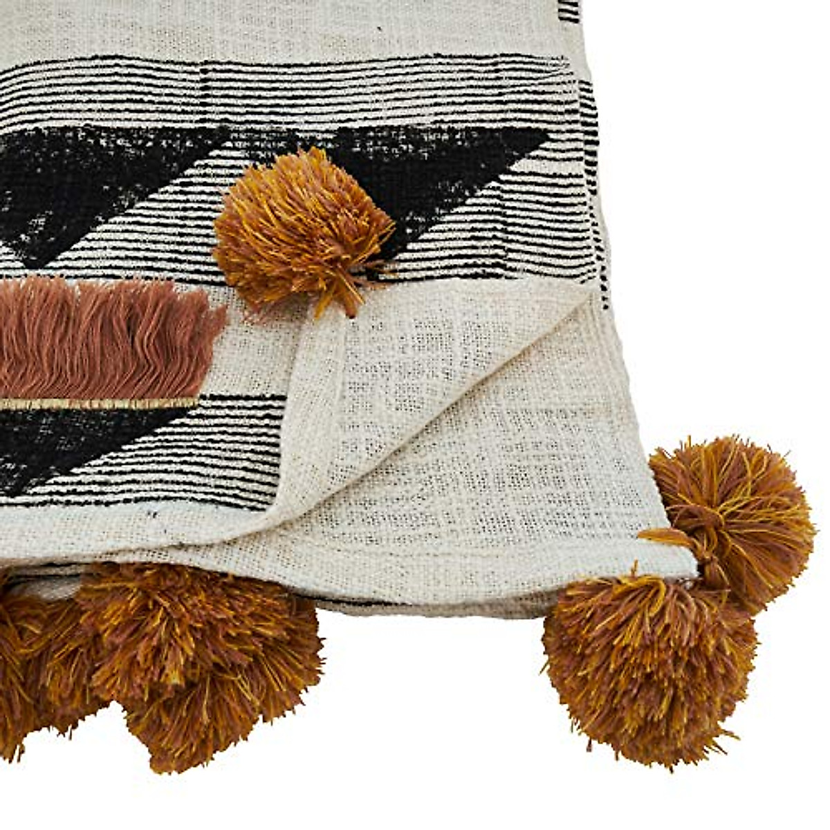 SARO LIFESTYLE Block Print Embroidered Throw