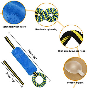 ELEGX Interactive Dog Bungee Toy with Squeaky Sound, Ideal for Aggressive Chewers & Dog Teeth Cleaning, Suitable for Small to Large Breeds