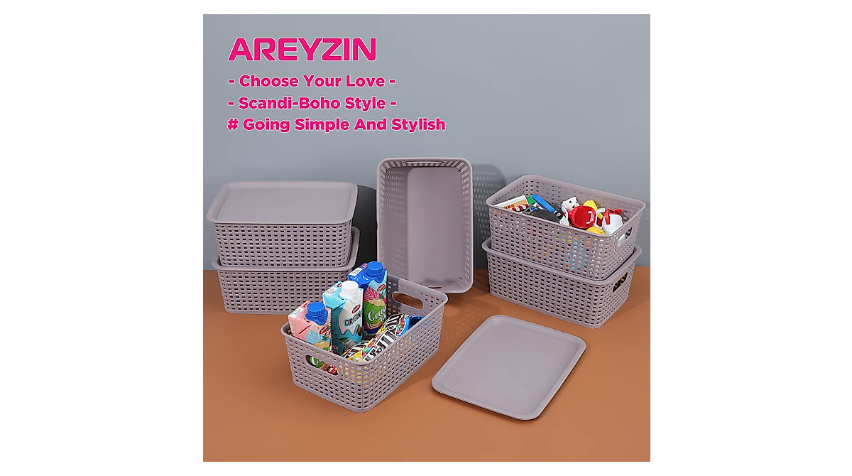AREYZIN Plastic Storage Bins with Lid for Organizing Space