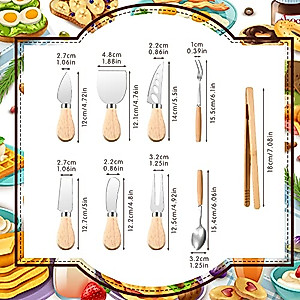 18 Pcs Charcuterie Accessories, Cheese Spreader Knive Set Cheese Butter Spreader Knife Wooden Charcuterie Utensils Wooden Handles Mini Serving Tongs Spoons Forks for Party Wedding Christmas