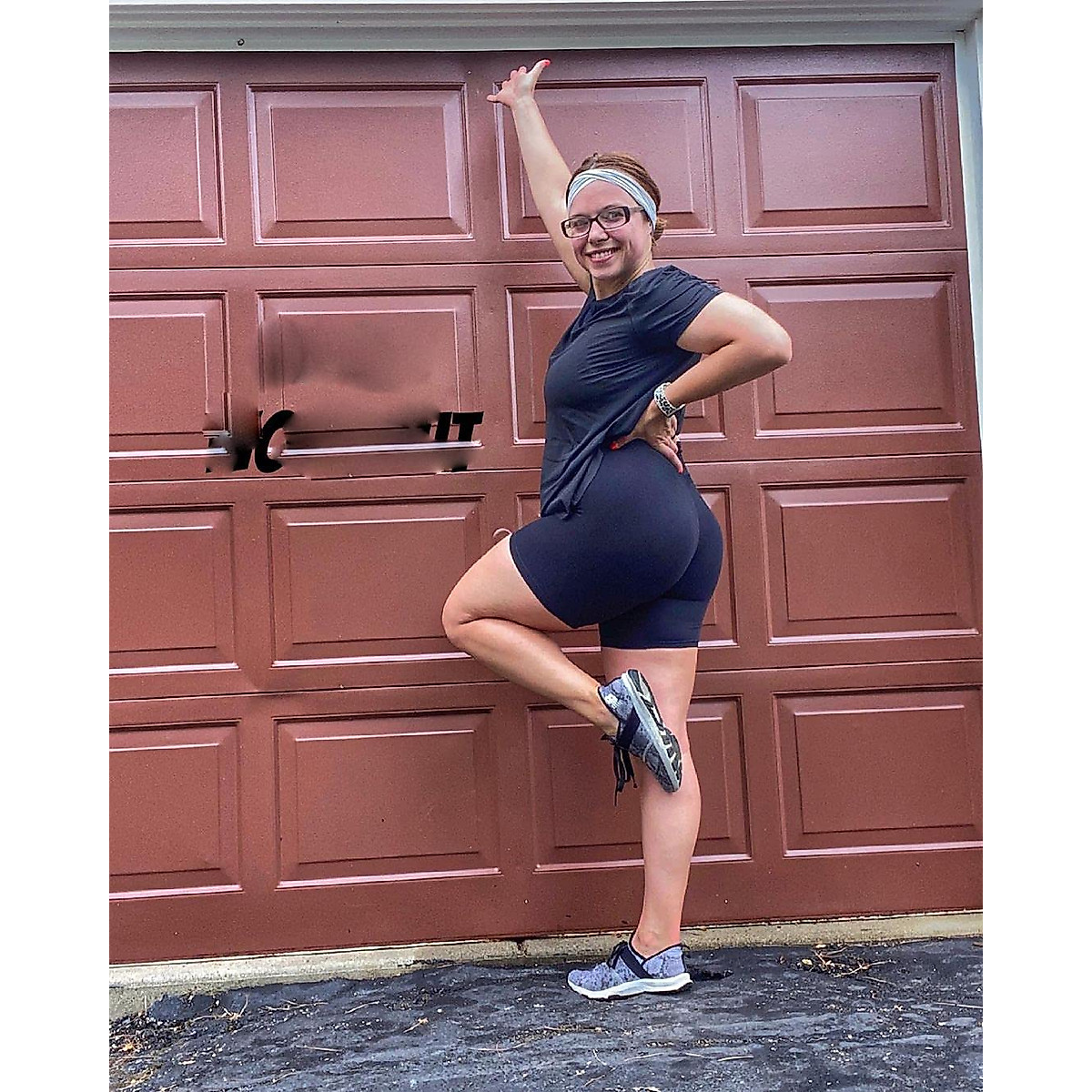 TomTiger Yoga Shorts for Women Tummy Control High Waist Biker Shorts Exercise Workout Butt Lifting Tights Women's Short Pants (Black, M)