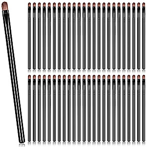 Patelai 48 Pcs Flat Makeup Brushes Flat Lip Concealer Brushes Small Portable Eyebrow Brush Concealer Makeup Brush Synthetic Lip Brush Beauty Makeup Tool for Concealing Blending Setting Buffing(Black)