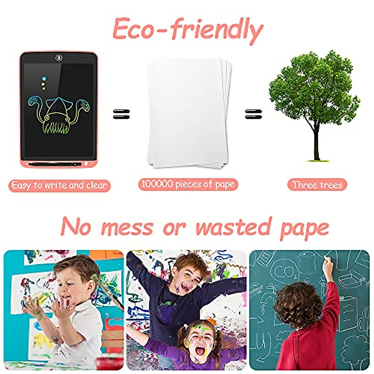 LCD Writing Tablet 10 Inch Toddler Doodle Board, Colorful Drawing Tablet, Erasable Electronic Painting Pads, Educational and Learning Kids Toy for 2 3 4 5 6 Year Old Boys and Girls Gifts(Pink)