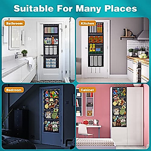 Over The Door Storage with LED Light,Stuffed Animal Storage Hanging Organizer for Plush and Squishy Toys,Animals Storage Bags for Kids Bedroom/Living-Room/Closet with Breathable Net Hanging Holder