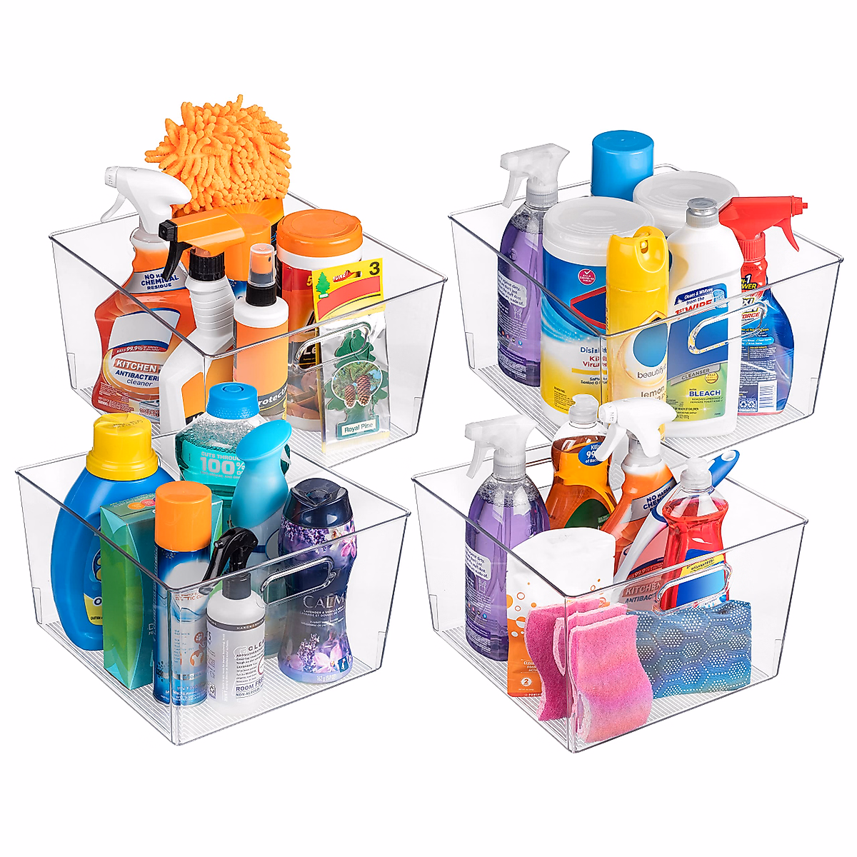 ClearSpace Plastic Storage Bins – XL 4 Pack Perfect Kitchen Organization or Pantry Storage – Fridge Organizer, Pantry Organization and Storage Bins, Cabinet Organizers