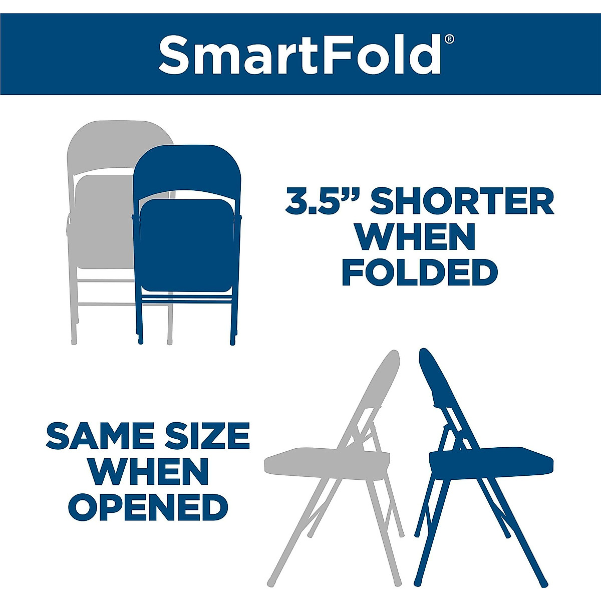 COSCO SmartFold® Fabric Folding Chair, 4-Pack, Black