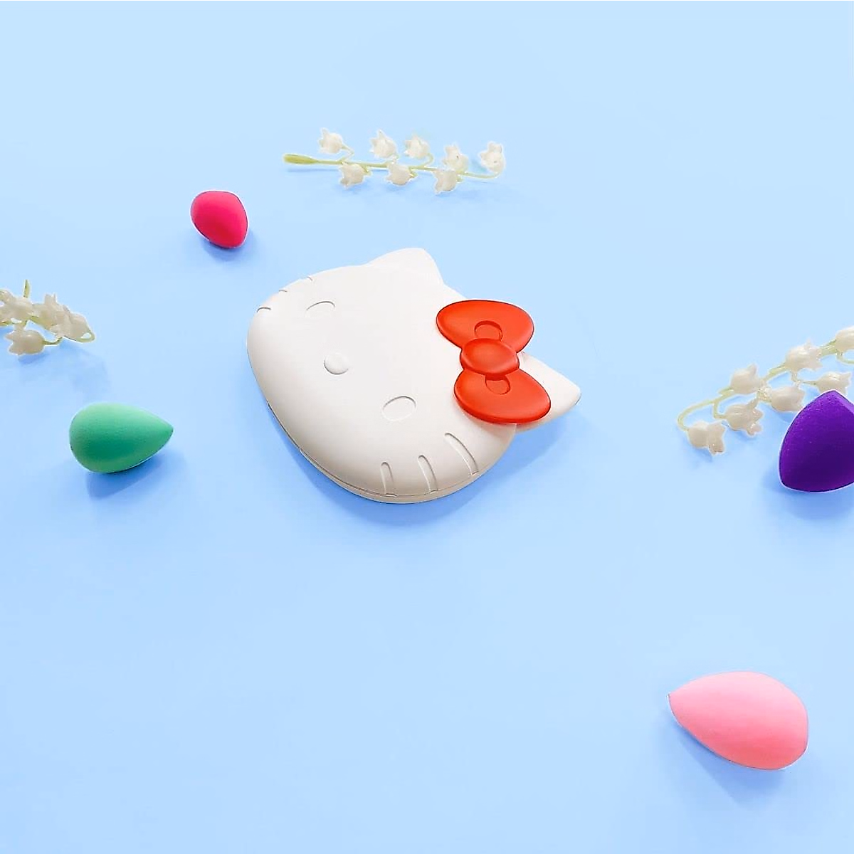 Impressions Vanity Hello Kitty Kawaii Compact Mirror with Touch Sensor Switch for Purse, LED Makeup Mirror with 2X Magnifying Top and Adjustable Brightness (White)