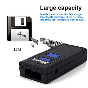 Wireless Bluetooth Mini 1D Laser Barcode Scanner,Alacrity USB Portable Compatible with Bluetooth Function & 2.4GHz Wireless & Wired Connection Barcode Reader Scanner
