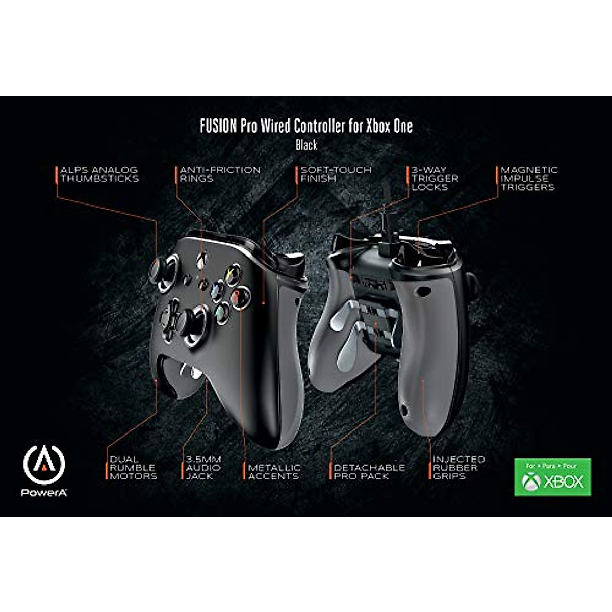 PowerA FUSION Pro Wired Controller for Xbox One - Black, Gamepad, Wired Video Game Controller, Gaming Controller, Xbox One, Works with Xbox Series X|S