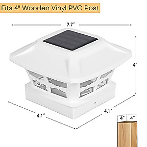 Solar Post Cap Lights Outdoor Solar Powered Post Lights Waterproof LED Fence Light Warm/Cool White 2 Modes Landscape Lamp for 4x4 Posts Garden Yard Deck Fence Patio Decor - White, 4 Packs