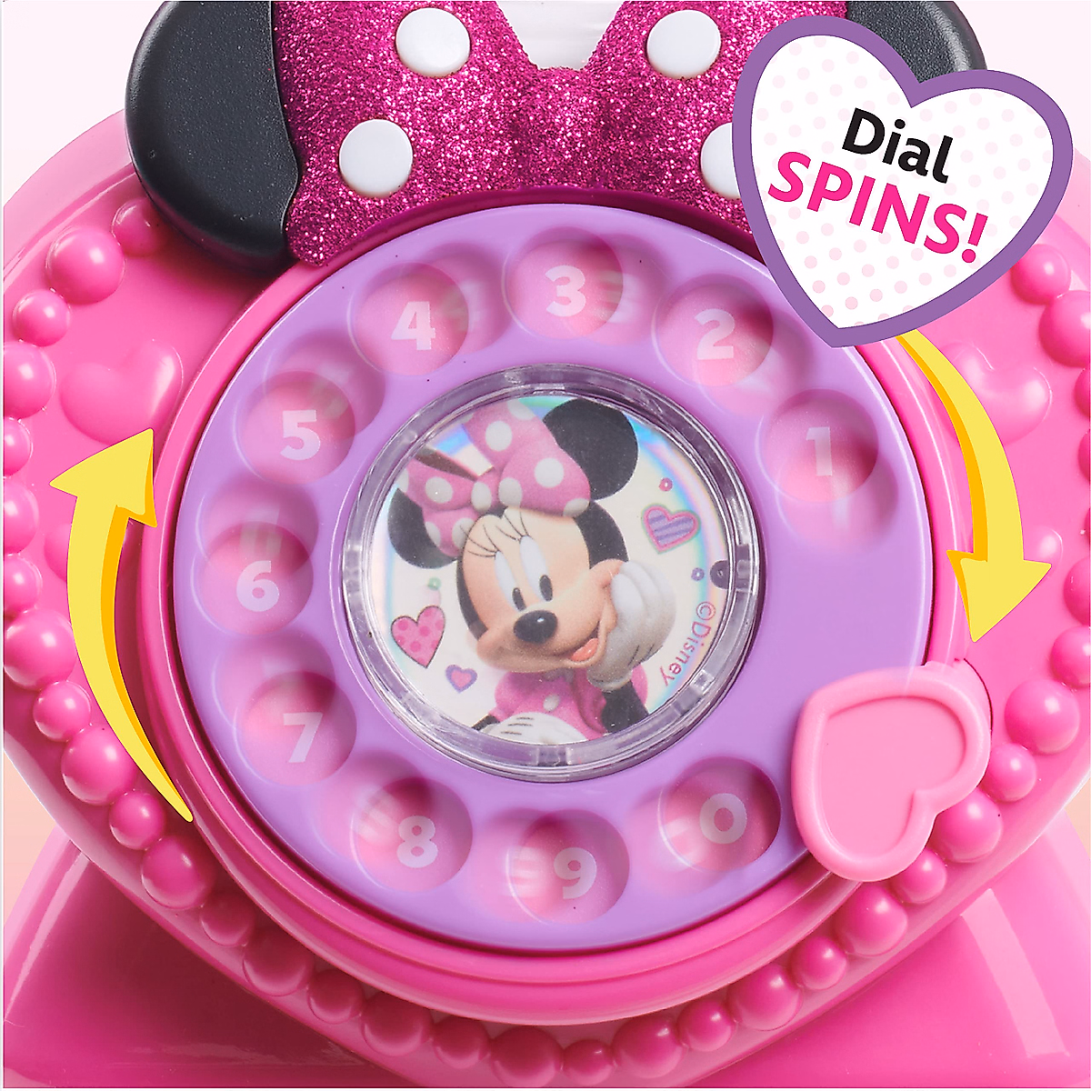 Disney Junior Minnie Mouse Ring Me Rotary Pretend Play Phone with Lights and Sounds, Kids Toys for Ages 3 Up by Just Play