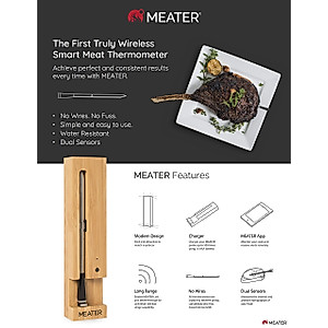 MEATER | The Original True Wireless Smart Meat Thermometer for the Oven Grill Kitchen BBQ Smoker Rotisserie with Bluetooth and WiFi Digital Connectivity