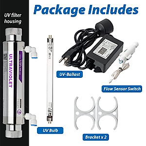iSpring CU-A4 0.01μm Ultra-Filtration Under Sink Water Filter System, Remove 99.99% Contaminants, Quick Filter Change with Chrome Faucet, White & UVF11A UV Ultraviolet Light Water Filter