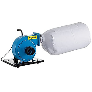 Mophorn 1HP Dust Collector, 537 CFM Wheeled Jet Dust Collection, Potable 15-Gallon Bag Dust Collector, 30 Micron Bag Filtration Dust Collector, Dust Collector Central Machinery System
