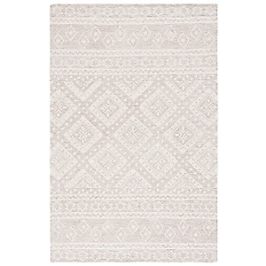 SAFAVIEH Micro-Loop Collection Area Rug - 5' x 8', Beige & Ivory, Handmade Moroccan Boho Tribal Wool, Ideal for High Traffic Areas in Living Room, Bedroom (MLP501B)