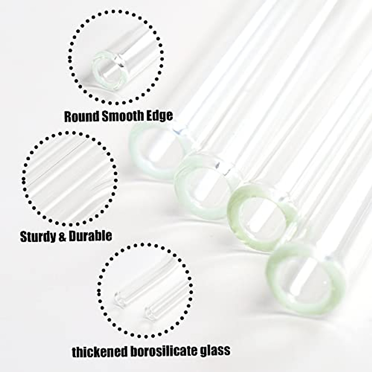 Reusable Glass Straws, Replacement Straws Compatible with 40 oz Stanley Tumbler, 4 pack Wide Straws with Cleaning Brush for Smoothies, Long Straws for Stanley Cup Accesspries, Dishwasher Safe