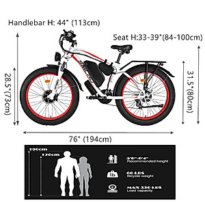 Echainstar US Stock Smlro XDC600 Plus Electric Bicycle Fat Tire 35MPH, 21 Speeds 2000W 22.4AH Electric Off-Road Bike, Hydraulic Disc Brake Beach E-Bike for Adult (White Red)