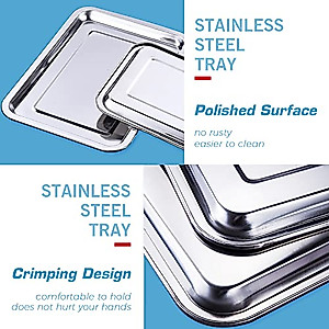 Stainless Steel Tray - Narkysus 5 Pack Stainless Steel Dental Lab Tray 13.5'' X 10'' Flat Metal Tray Tool for Lab Dental Instrument Bathroom Organizer Tattoo Station Tattoo Supplies