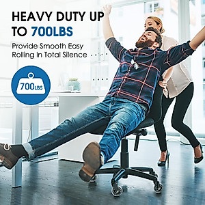 MaxGear Office Chair Wheels, 3 Inch Replacement Soft Mute Desk Caster Wheels for Work & Gaming Chair, Heavy Duty and Safe for All Floors & Hardwood, Universal Fit for 98% of Chairs, Set of 5, Black