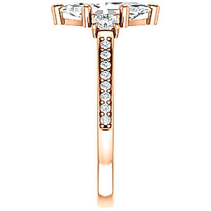 925 Silver, 10K/14K/18K Solid Gold Handmade Engagement Ring, 3 CT Marquise Cut Moissanite Solitaire Ring, Wedding Ring for Women/Her Anniversary Propose Gifts, VVS1 Colorless (925 Silver (Rose Gold Plated))