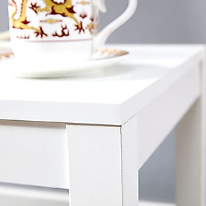 NebulaDeco 3-Tier End Table Nightstand White, Narrow Side Table with Storage Shelf, Small Bookshelf Bedside Table for Bedroom, Living Room, Office, Bathroom (Two-ply, White)