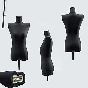 Female Dress Form Mannequin Torso, Adjustable Height 47-78 inch, Manikin Body Model with Rectangle Metal Base, Detachable Arms & Head, for Clothing Dress Jewelry Display Sewing