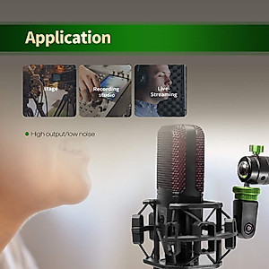 Tbrand LanParte Square Professional Condenser Microphone with Adjustable Anti-Vibration Bracket for Voice Recording Podcasting YouTube Karaoke Gaming Instruments Live Stream