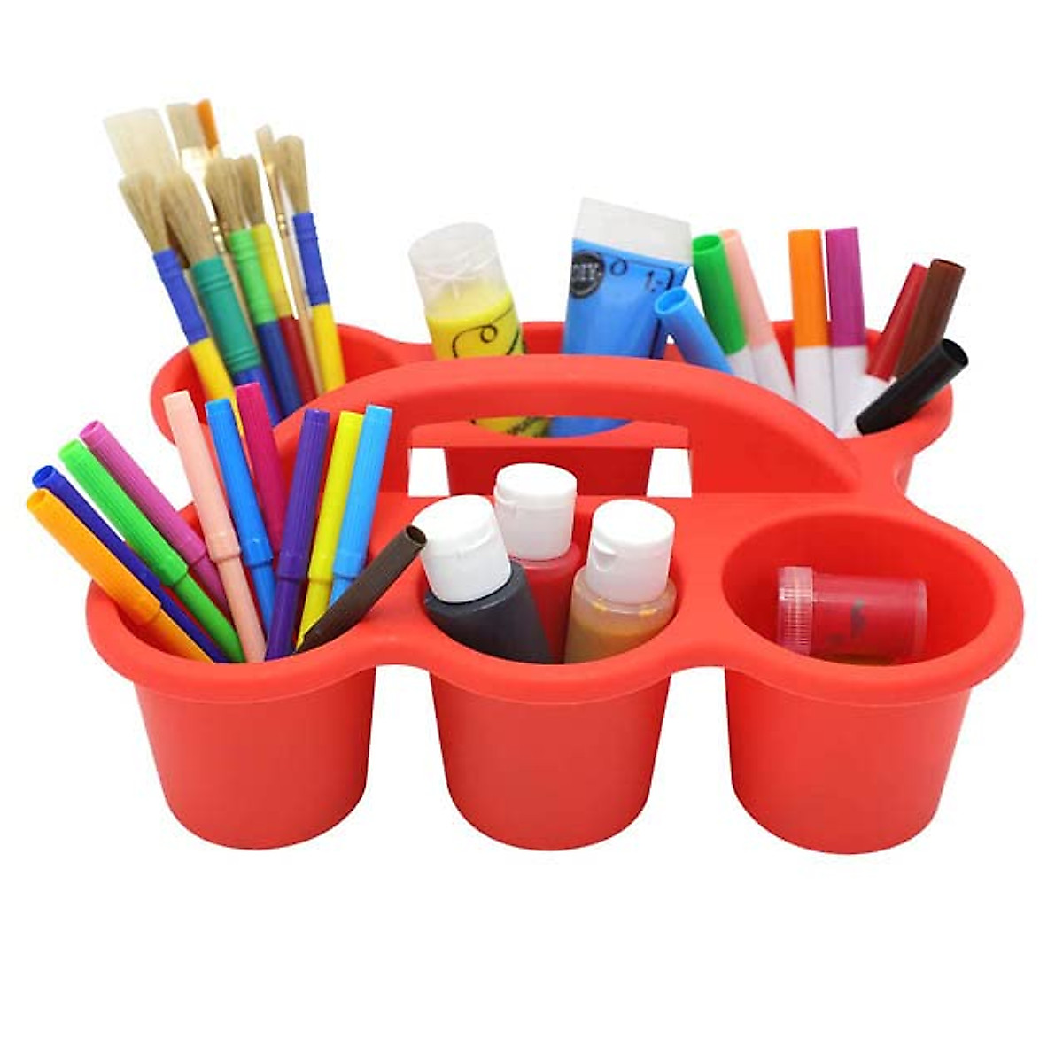 4Pcs Carry Caddy - Stackable for Easy Storage 6 Compartments Caddy - Classroom Caddies for Teachers and Daycare Supplies