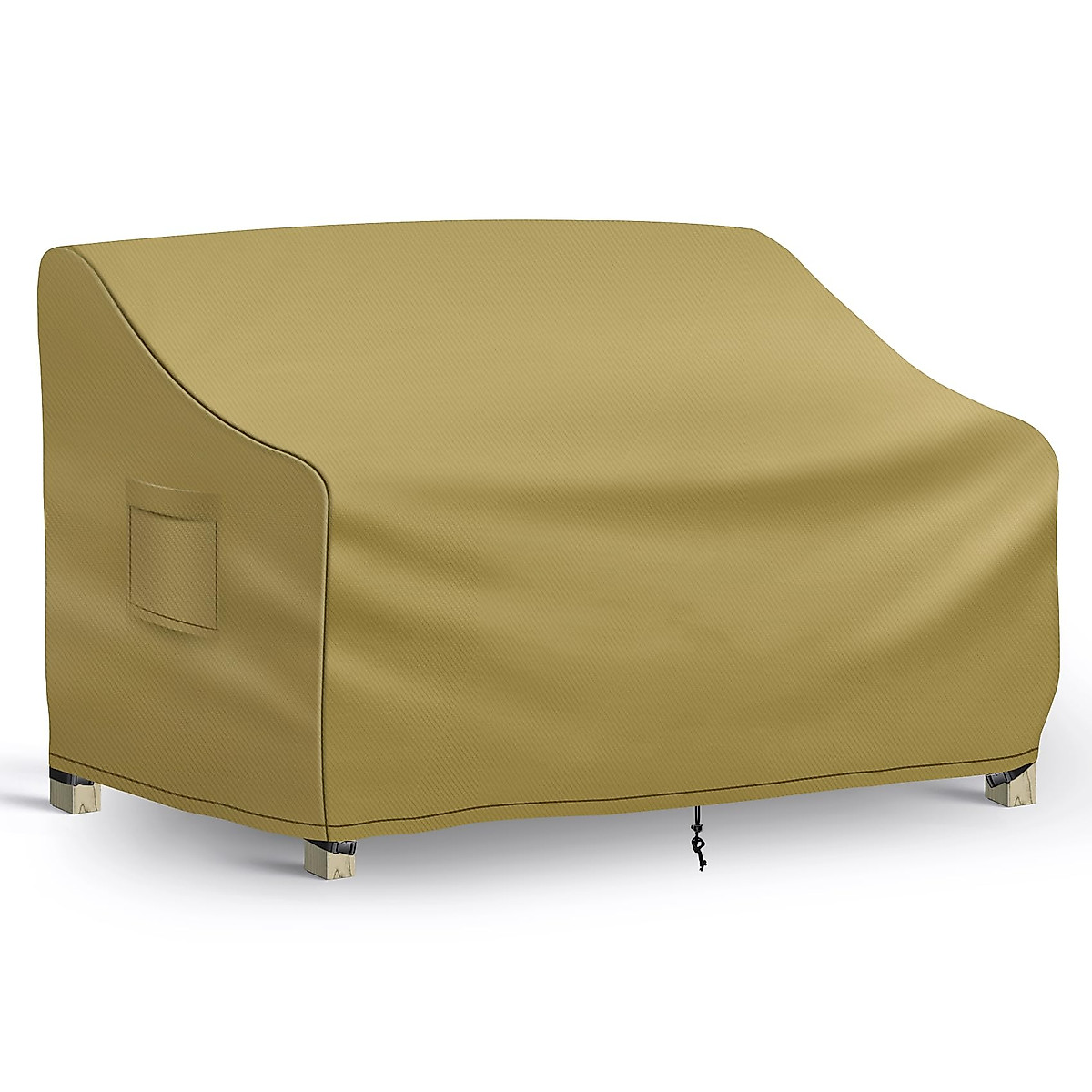 Richwon Patio Loveseat Cover Waterproof, 2-Seater Outdoor loveseat Cover, Patio Furniture Covers with Air Vent and Handles, 60W x 34D x 30H Inches, Khaki