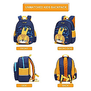 Otbjmbx Lion Toddler Backpack, 12 Inch Cute Cartoon Kindergarten Preschool Backpack Elementary School Backpack With Chest Strap, Durable Kids Backpack for School Boys Girls 1-6 Years Old (Yellow)