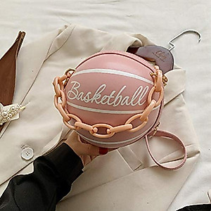 ABOOFAN Basketball Shaped Bag Basketball Shoulder Bag Women Messenger Bag Purse Tote Mini Crossbody Bag PU Leather Round Handbag for Girls