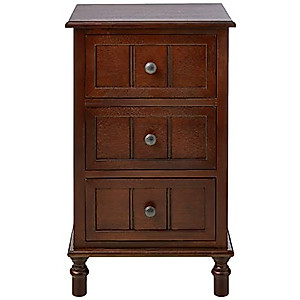 Decor Therapy Simplify Three Drawer Wood Accent Cabinet Side Table, 11.8 in x 15.75 in x 26 in, Walnut