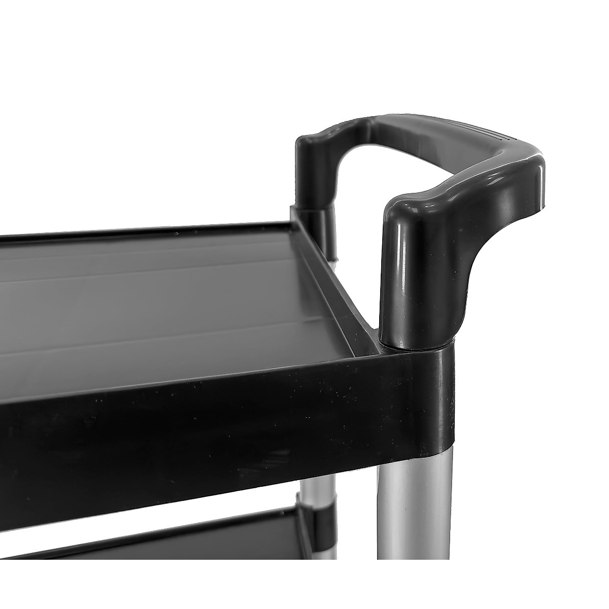 Commercial 3-Shelf Rolling Service Utility Cart | Capacity 450 lbs. | 37" x 33" x 16" | Black